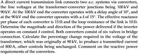Solved A direct current transmission link connects two a.c. | Chegg.com