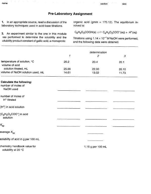 Solved name section date Pre-Laboratory Assignment 1. in an | Chegg.com