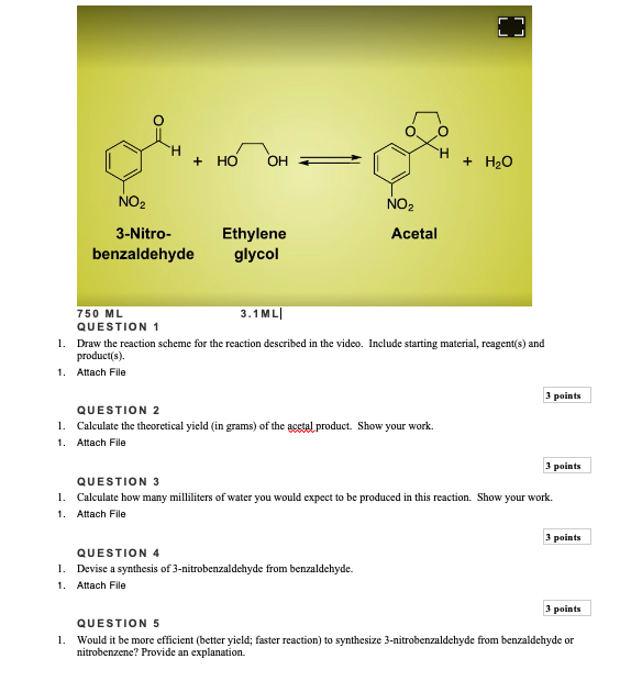 Solved + HO OH + H2O NO2 NO2 Acetal 3-Nitro- benzaldehyde | Chegg.com
