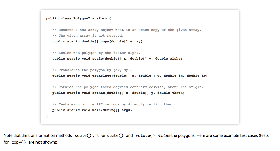 1. Polygon transform (25 points). Write a library of | Chegg.com