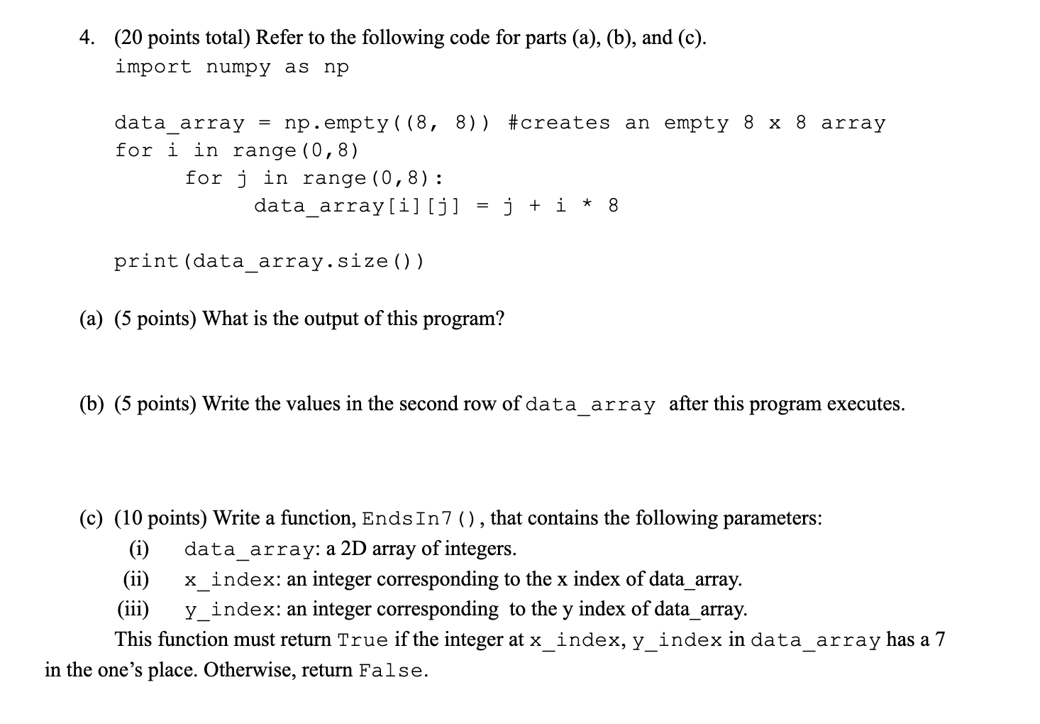 Solved (20 points total) Refer to the following code for | Chegg.com Solved (20 points total) Refer to the following code for | Chegg.com