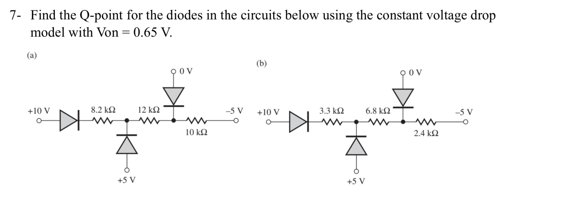 Solved - Find the Q-point for the diodes in the circuits | Chegg.com
