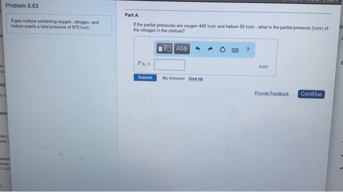 Solved Problem 8.63 Part A A gas mixture containing oxygen, | Chegg.com