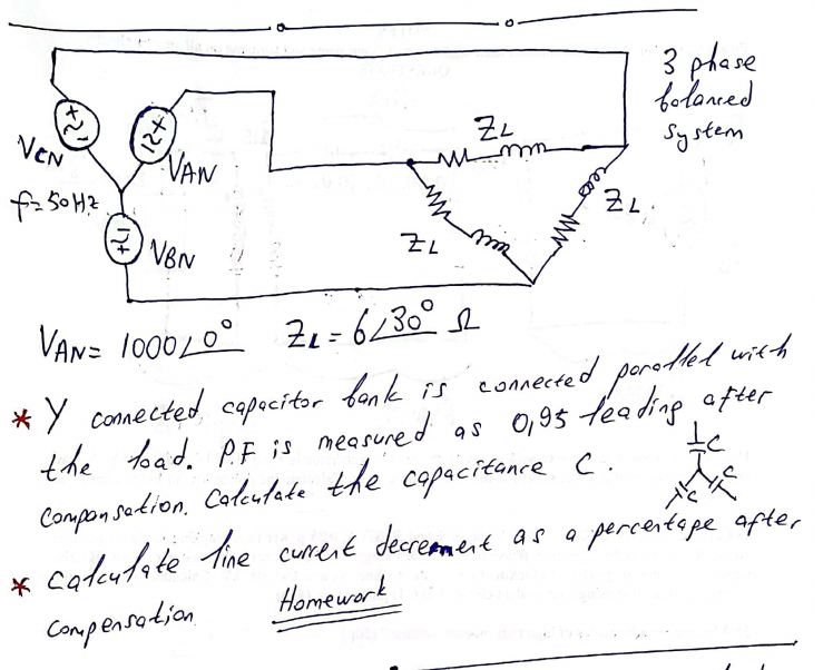 Solved * Y connected capacitor bank is connected porattel | Chegg.com