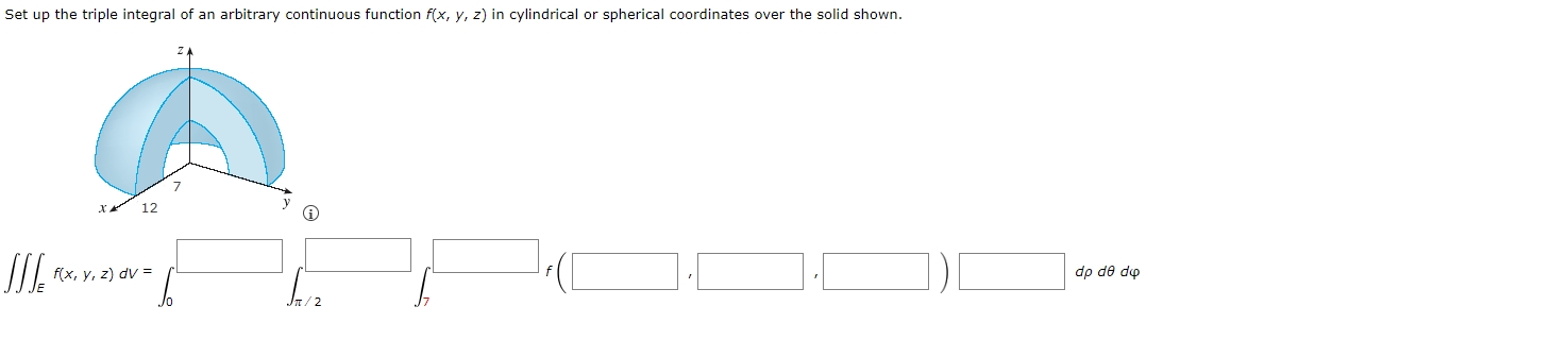 Solved Set up the triple integral of an arbitrary continuous | Chegg.com