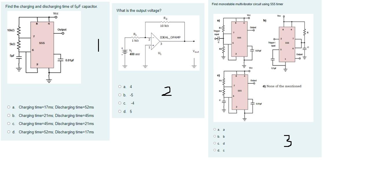 Solved Find monostable multivibrator circuit using 555 timer | Chegg.com