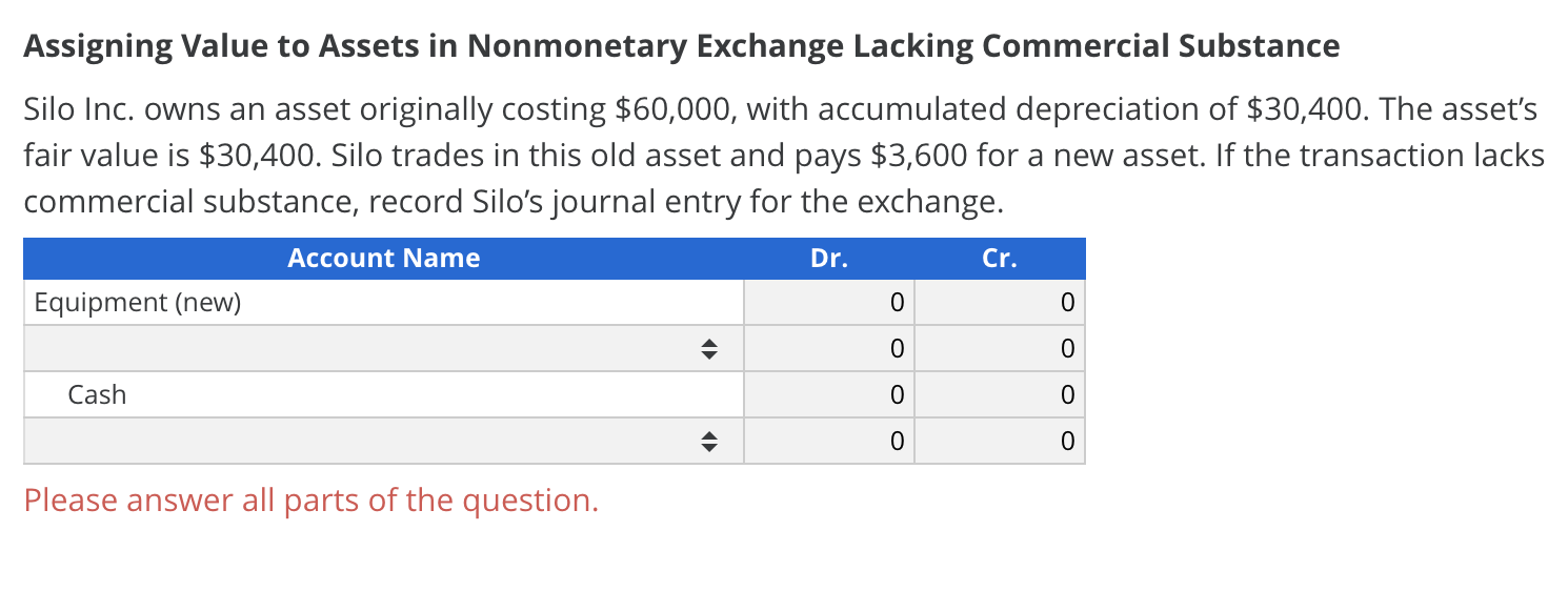Solved Assigning Value to Assets in Nonmonetary Exchange | Chegg.com