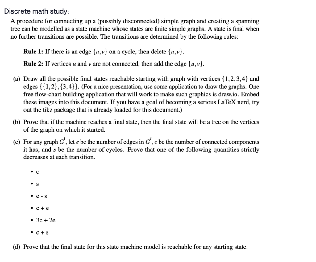 Discrete math study: A procedure for connecting up a | Chegg.com