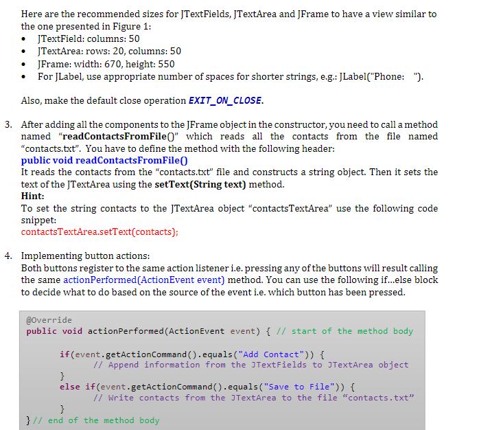 Solved Functionality of the program: Using the JTextFields | Chegg.com