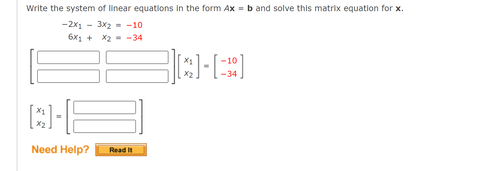 Solved Write the system of linear equations in the form Ax=b | Chegg.com