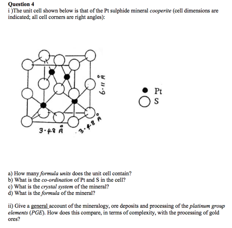 Solved Question 4 i)The unit cell shown below is that of the | Chegg.com