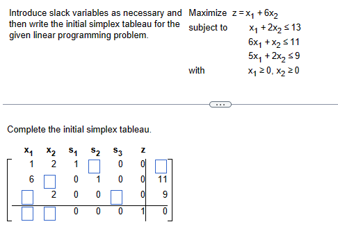 Solved Introduce slack variables as necessary and Maximize | Chegg.com