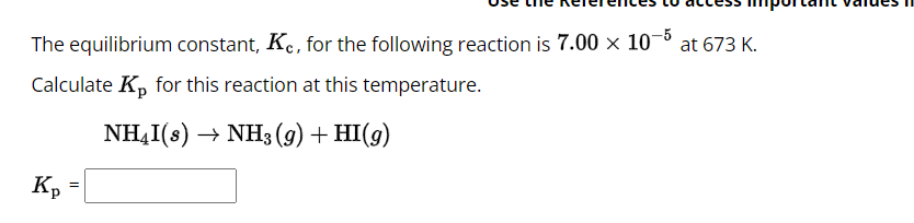 Solved The equilibrium constant, Kc, for the following | Chegg.com