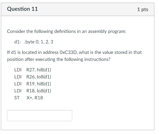Question 11 1 pts Consider the following definitions | Chegg.com