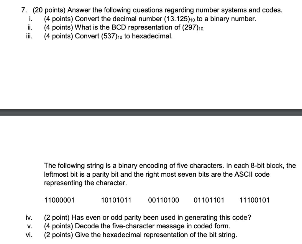 Solved 7. (20 points) Answer the following questions | Chegg.com