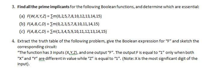 Solved 3. Find all the prime implicants for the following | Chegg.com