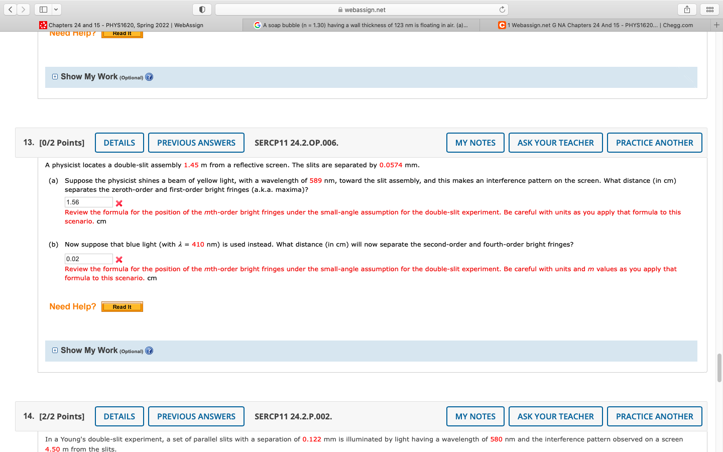 Solved 0 webassign.net NA * Chapters 24 and 15 - PHYS1620, | Chegg.com