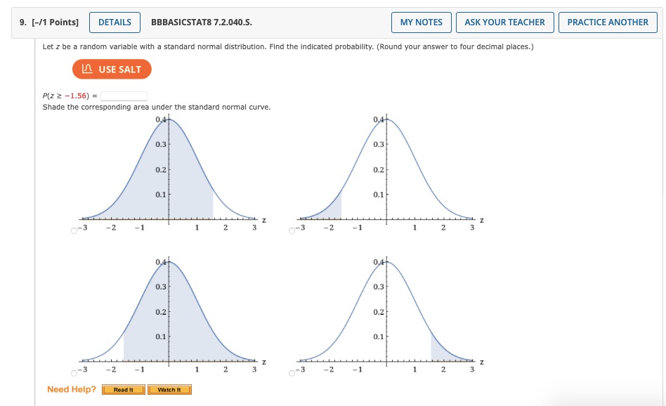 Solved BBBASICSTAT8 7.2.020.S. Sketch the area under the | Chegg.com