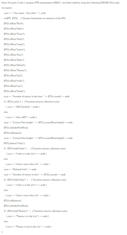 Solved Part 4 - Program Array Write a BTS for strings using | Chegg.com