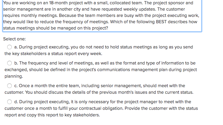 Solved You are working on an 18-month project with a small, | Chegg.com