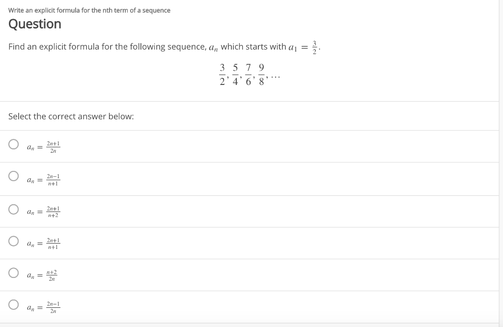 Solved Write an explicit formula for the nth term of a | Chegg.com