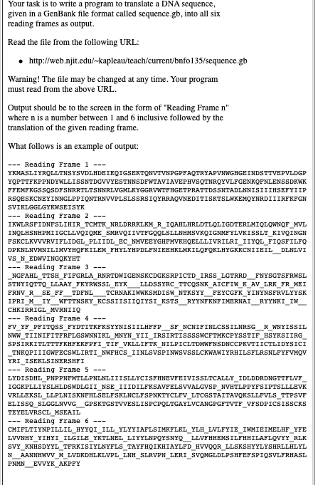 Your task is to write a program to translate a DNA | Chegg.com