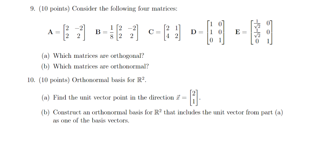 Solved (10 ﻿points) ﻿Consider the following four | Chegg.com