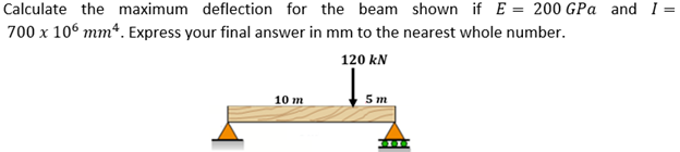 Solved Calculate the maximum deflection for the beam shown | Chegg.com
