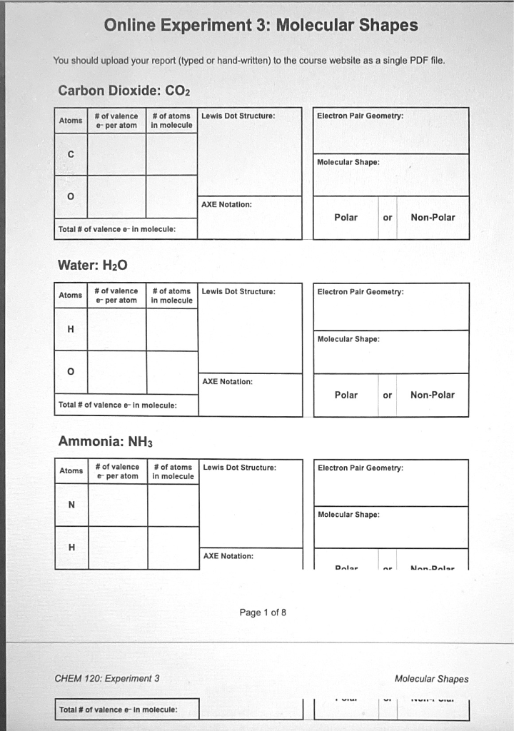 Solved Online Experiment 3: Molecular Shapes You should | Chegg.com