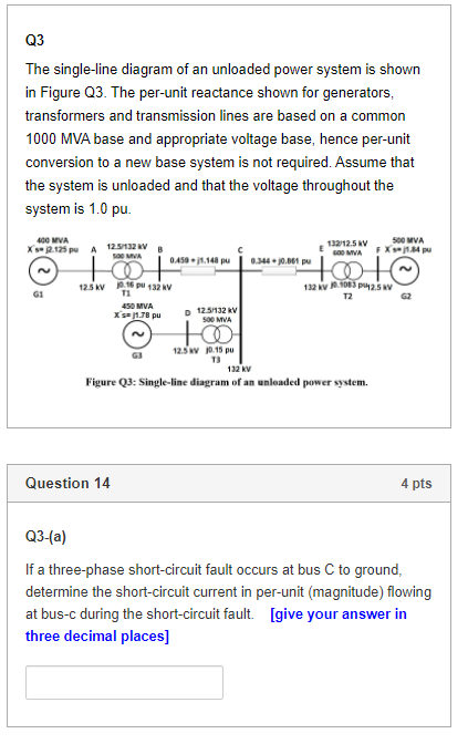 Solved Q3 The single-line diagram of an unloaded power | Chegg.com