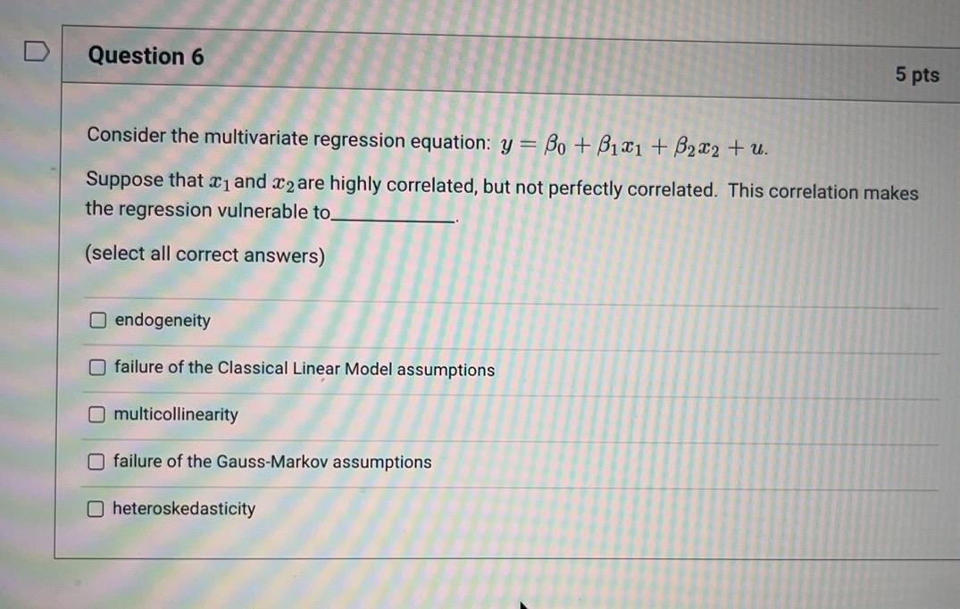 Solved Consider the multivariate regression equation: | Chegg.com