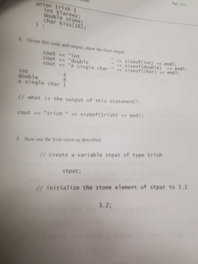Solved SI union Irish int blarney: double stone; char kiss | Chegg.com