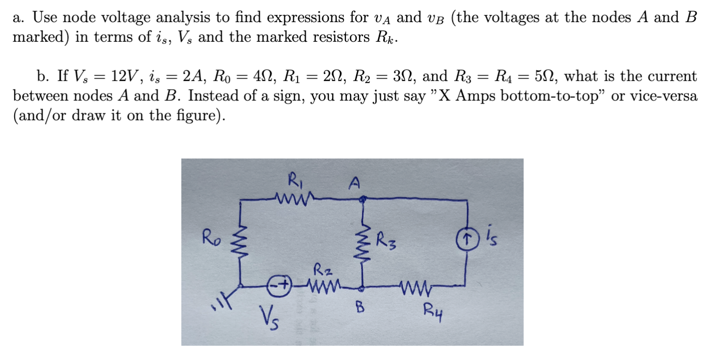 Solved a. ﻿Use node voltage analysis to ﻿find expressions | Chegg.com