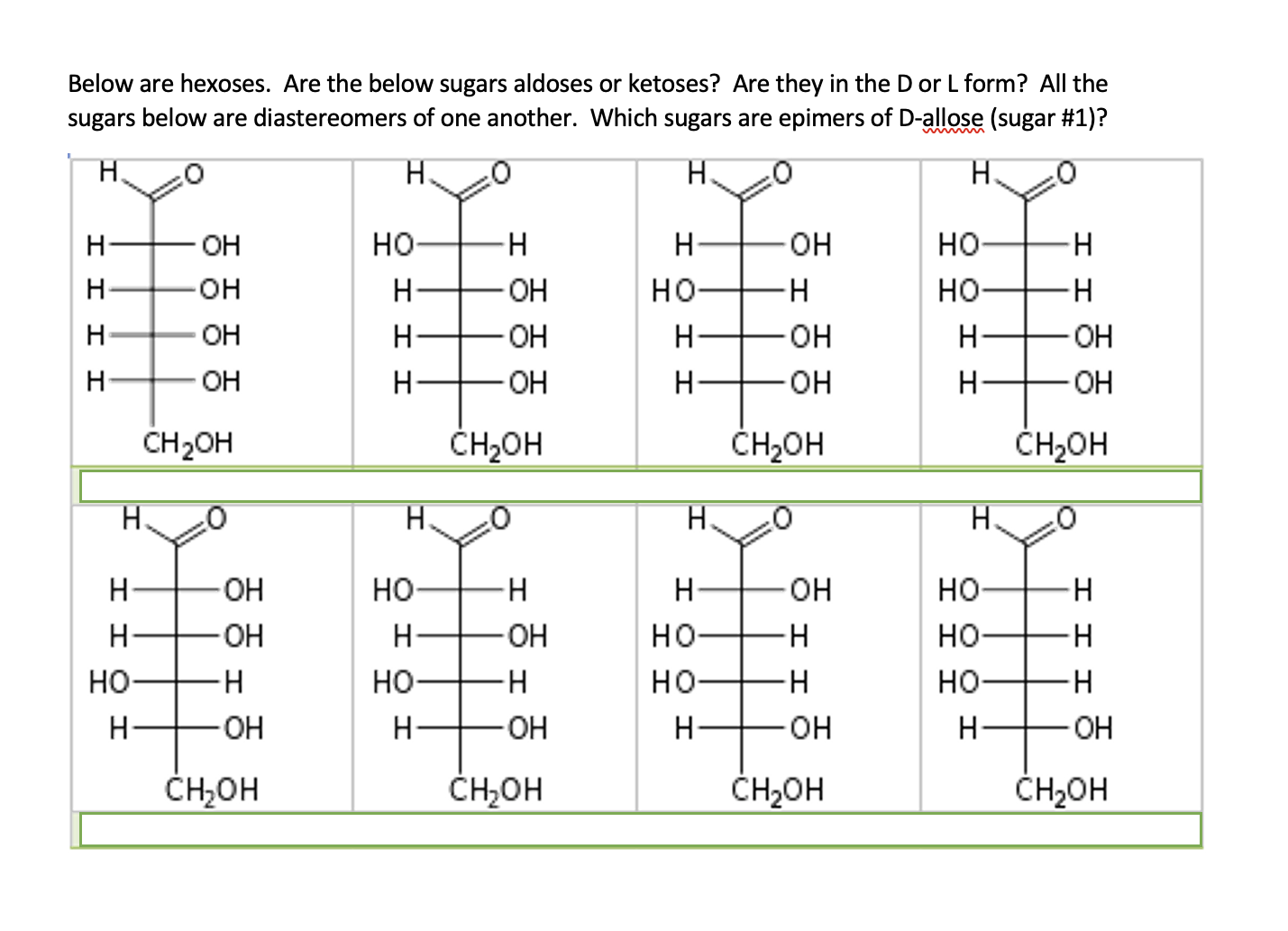 Solved Below are hexoses. Are the below sugars aldoses or | Chegg.com