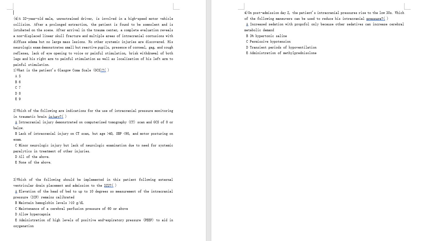 Solved (4) A 32-year-old male, unrestrained driver, is | Chegg.com