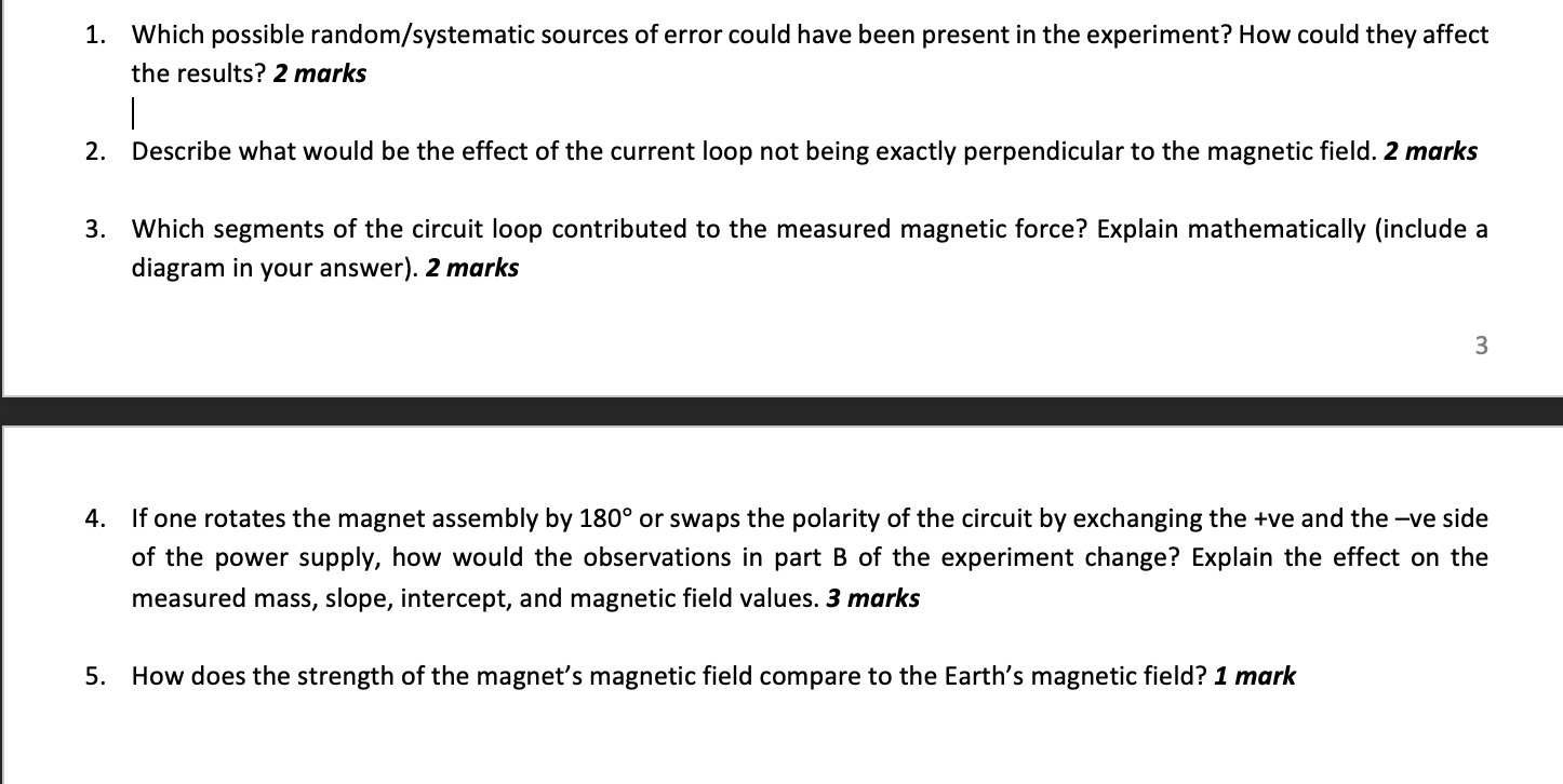 1. Which possible random/systematic sources of error | Chegg.com