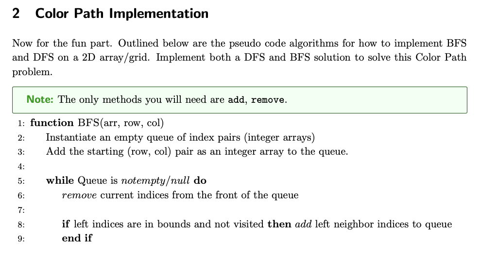 Solved 2 Color Path Implementation Now for the fun part. | Chegg.com