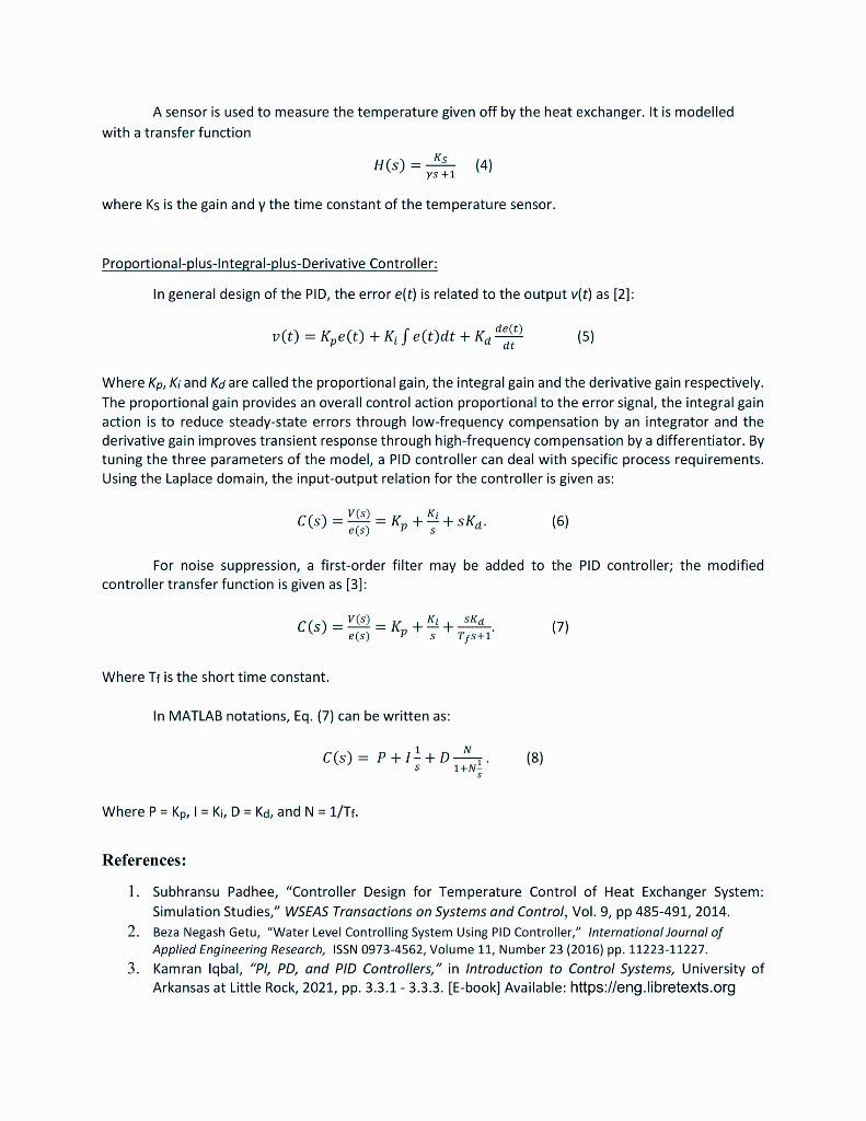 MATLAB: Proportional-plus-Integral-plus-Derivative | Chegg.com