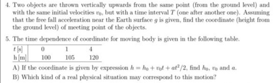 Solved 4. Two objects are thrown vertically upwards from the | Chegg.com