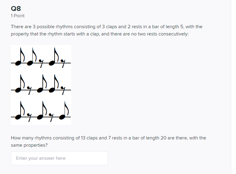 Solved There are 3 possible rhythms consisting of 3 claps | Chegg.com