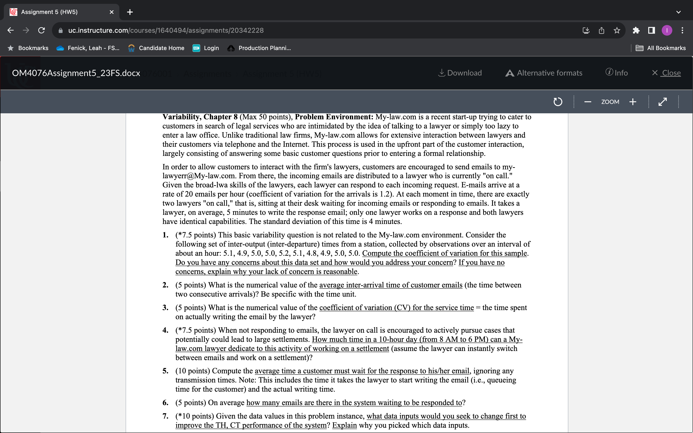 Solved Variability, Chapter 8 (Max 50 points), Problem | Chegg.com