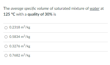 Solved The average specific volume of saturated mixture of | Chegg.com
