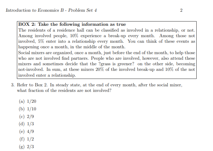 Solved Introduction to Economics B - Problem Set 4 2 BOX 2: | Chegg.com
