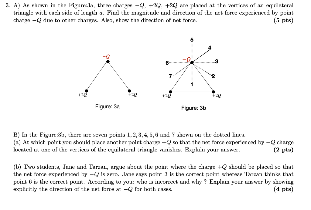 Solved 3. A) As shown in the Figure:3a, three charges -Q, | Chegg.com