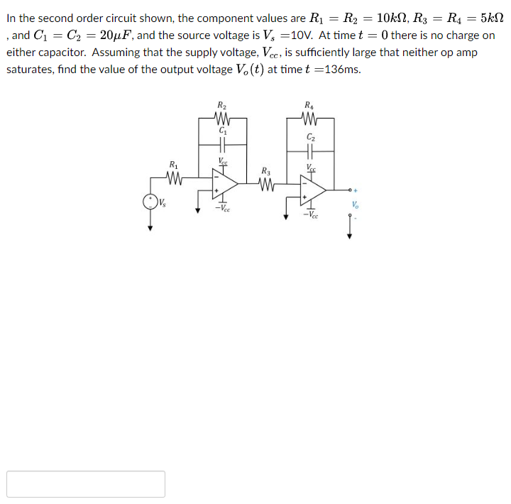 Solved In the second order circuit shown, the component | Chegg.com