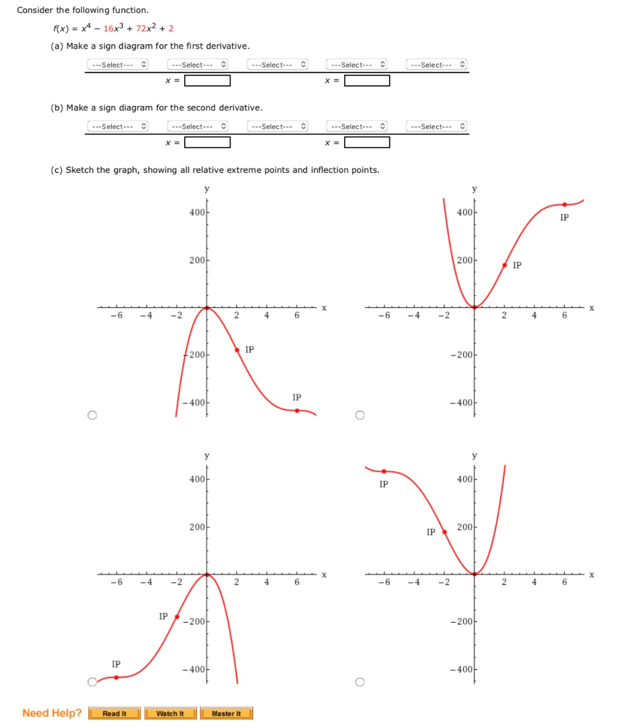 Solved Consider the following function rx) = x4-16x3 + 72x2 | Chegg.com