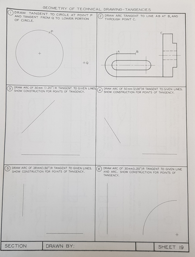 Solved Geometry of Technical Drawing - Tangencies / Sheet | Chegg.com