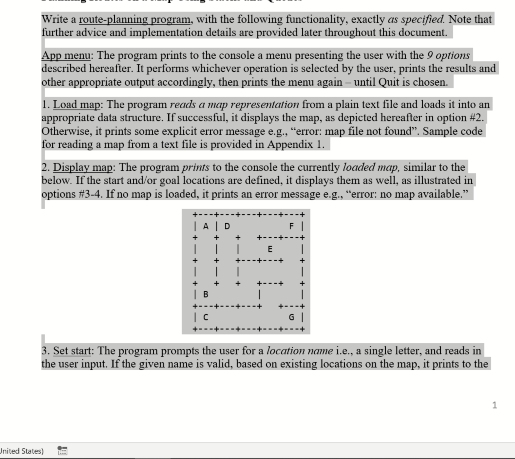 Write a route-planning program, with the following | Chegg.com