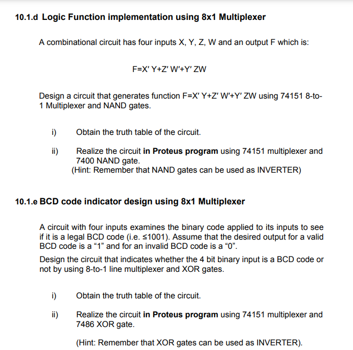 Solved 10.1.d Logic Function implementation using 8xx1 | Chegg.com