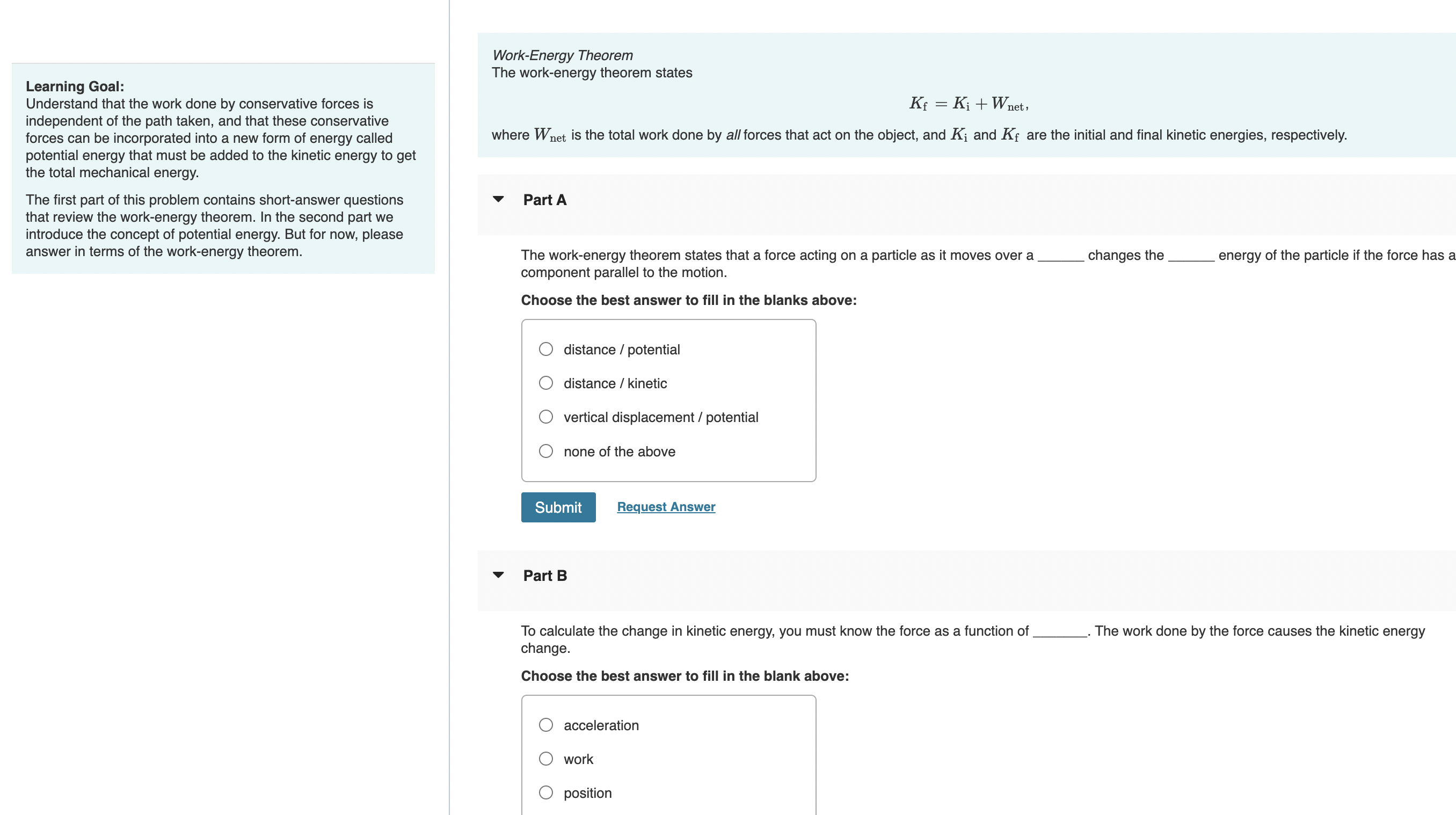 Solved Work-Energy TheoremThe work-energy theorem | Chegg.com